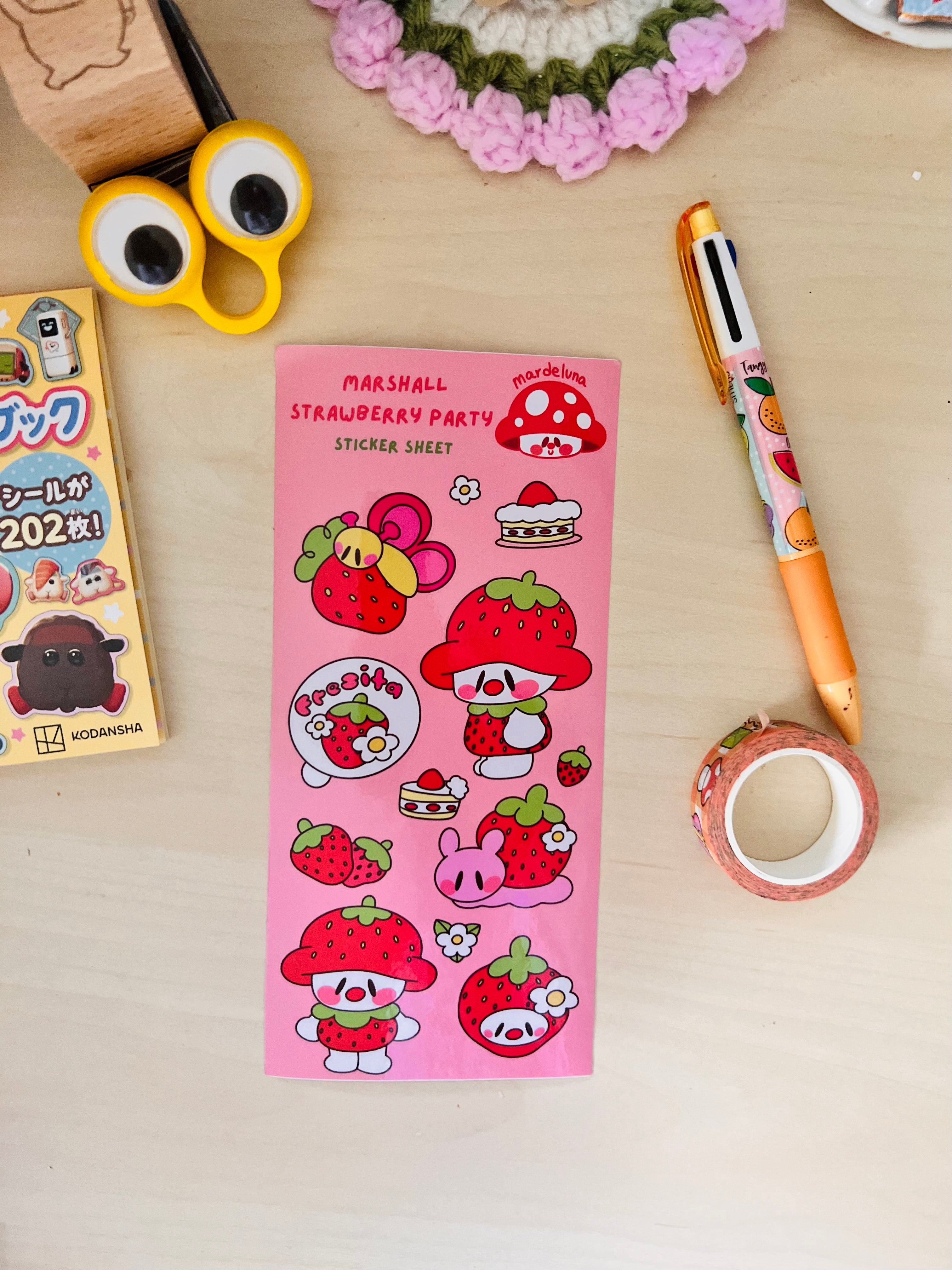 Strawberry Marshall Sticker Sheet – MarDeLunaArts