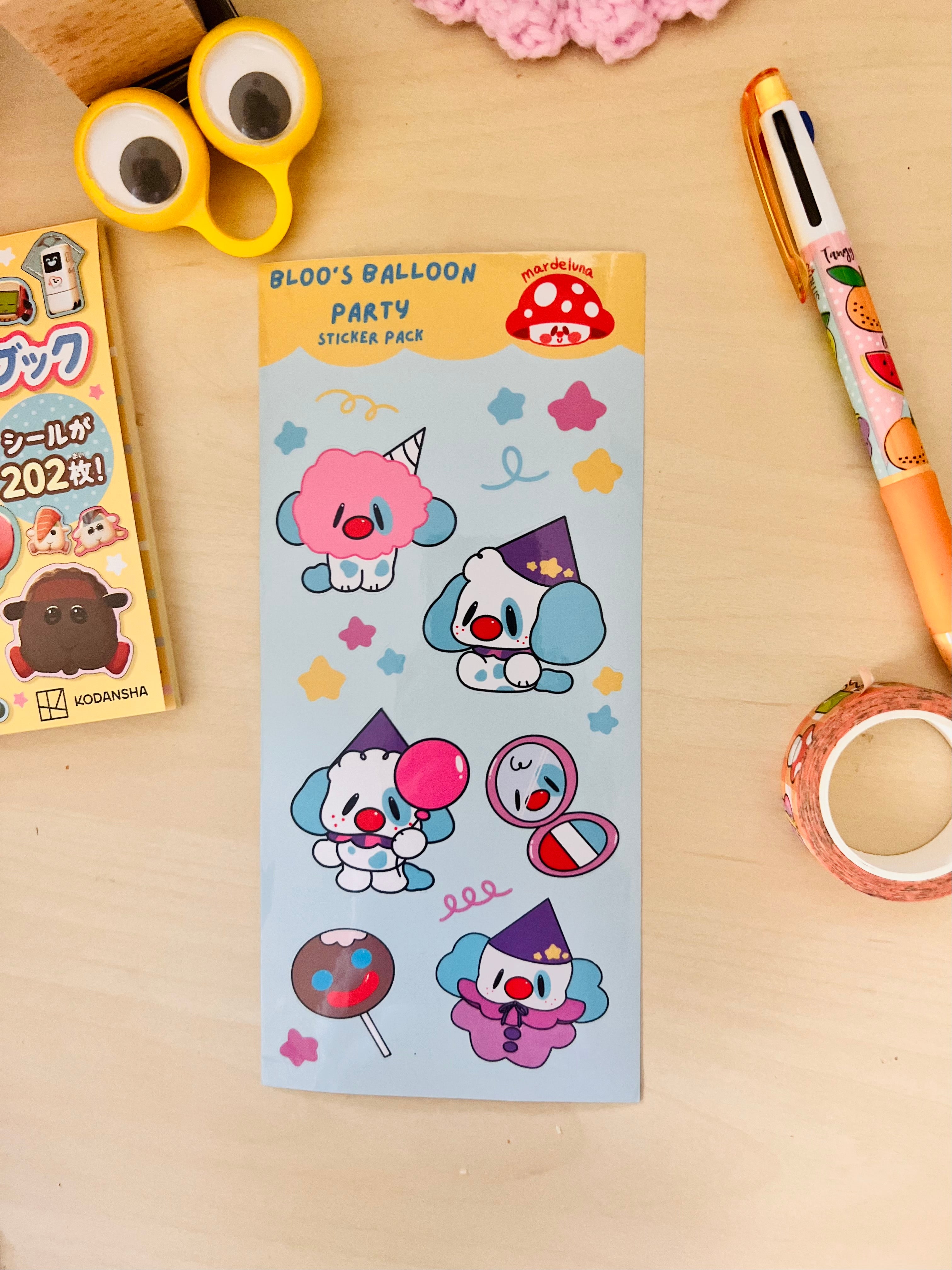 Bloo Balloon Party Sticker Sheet – MarDeLunaArts